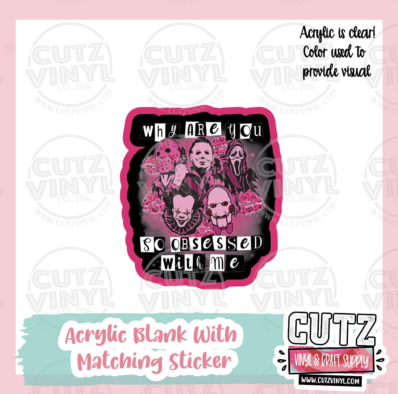 Obsessed - Acrylic Badge Reel Blank and Matching Sticker – Cutz Vinyl ...
